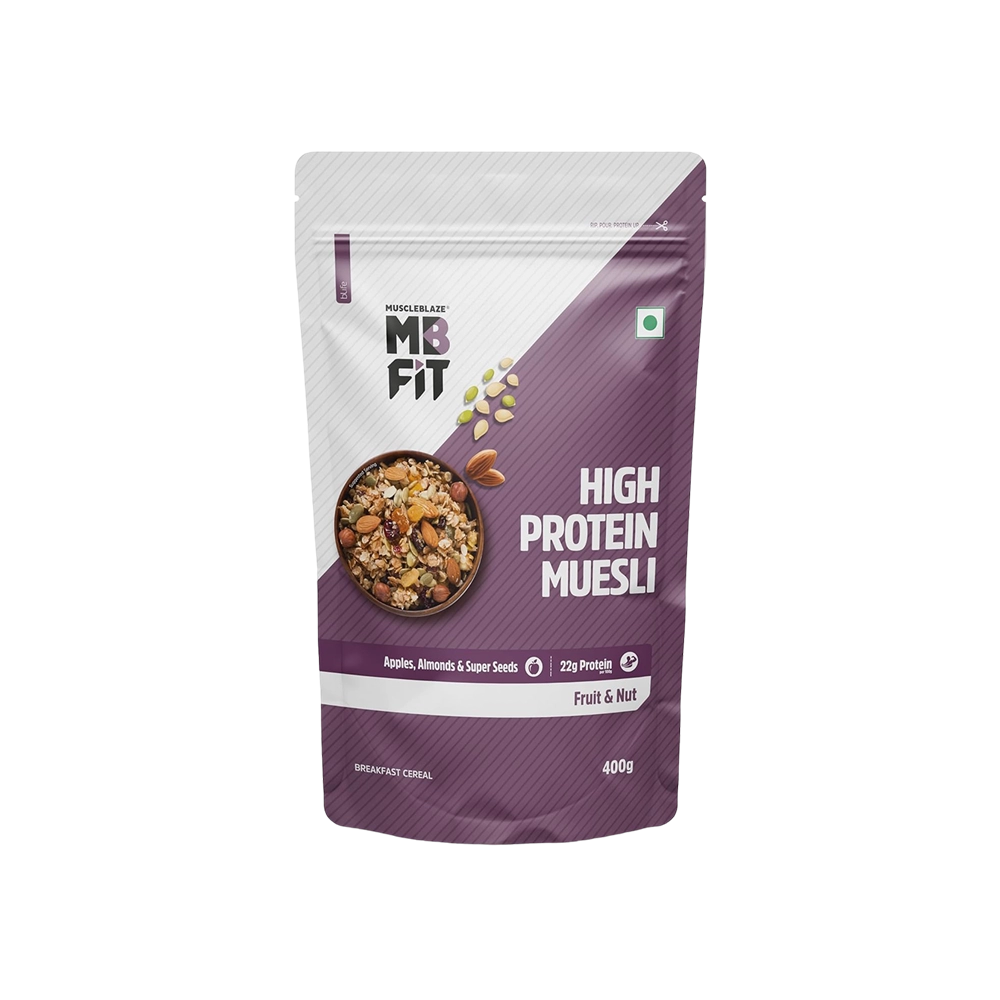 MuscleBlaze High Protein Muesli (Fruits & Nuts) - 400 g | Protein-Rich ...