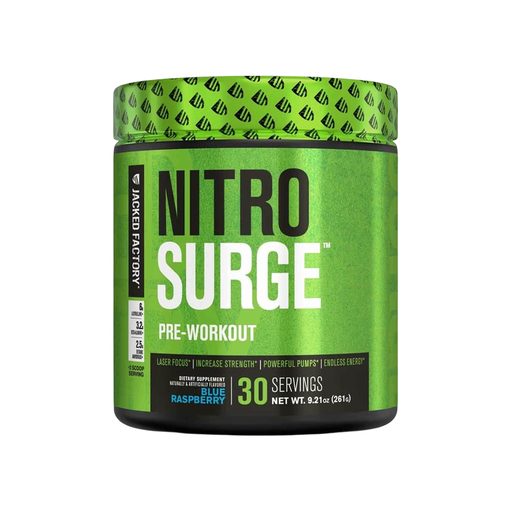 Jacked Factory, Nitro Surge, Pre-Workout Powder (Blue Raspberry) - 261 g