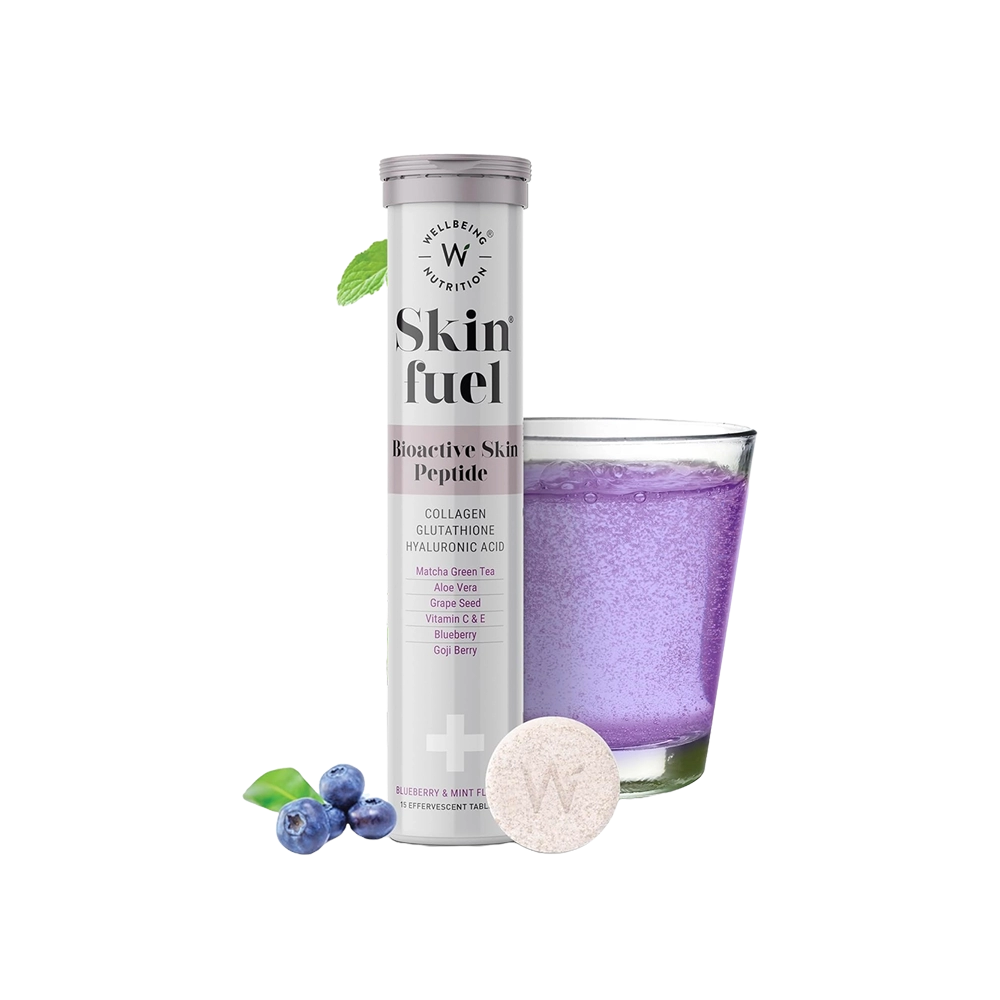 Wellbeing Nutrition Skin Fuel Tablets (Blueberry & Mint) - 15 | Glow ...