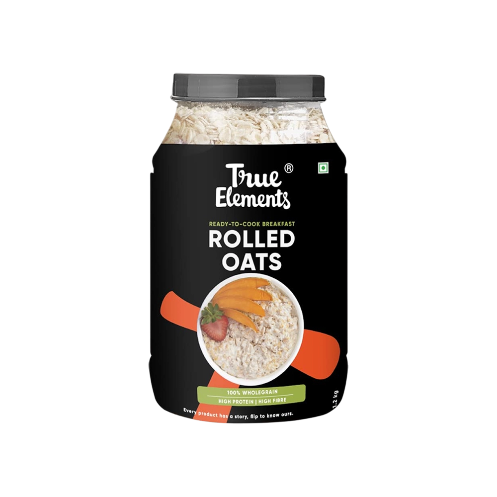 True Elements Rolled Oats with Refill Pack (Rolled Oats) - 1200 g