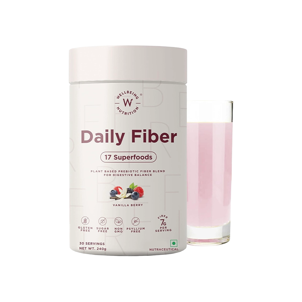 Wellbeing Nutrition Daily Fiber Powder (Vanilla Berry) - 240 g | Gut ...